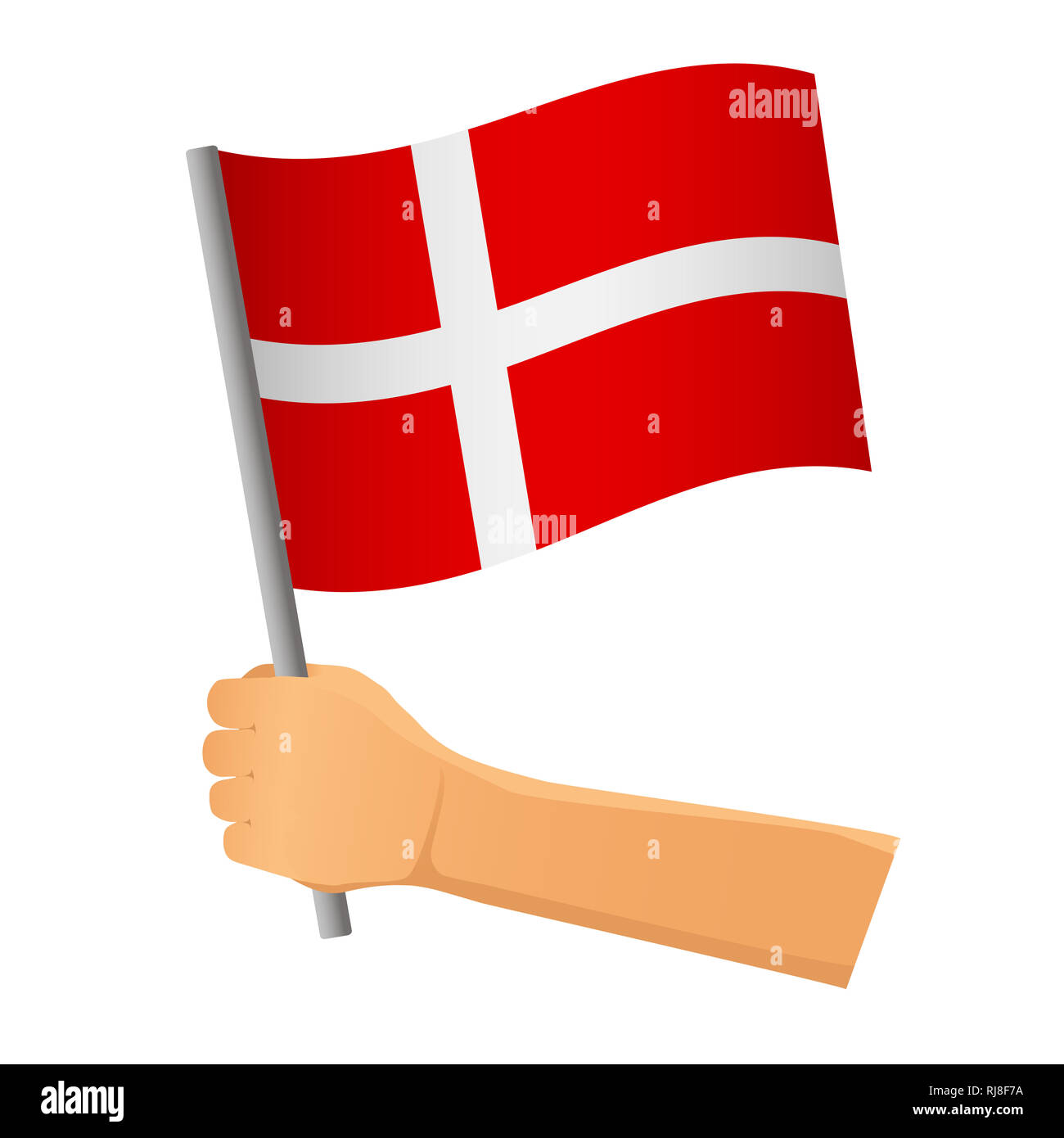 Denmark flag in hand. Patriotic background. National flag of Denmark ...