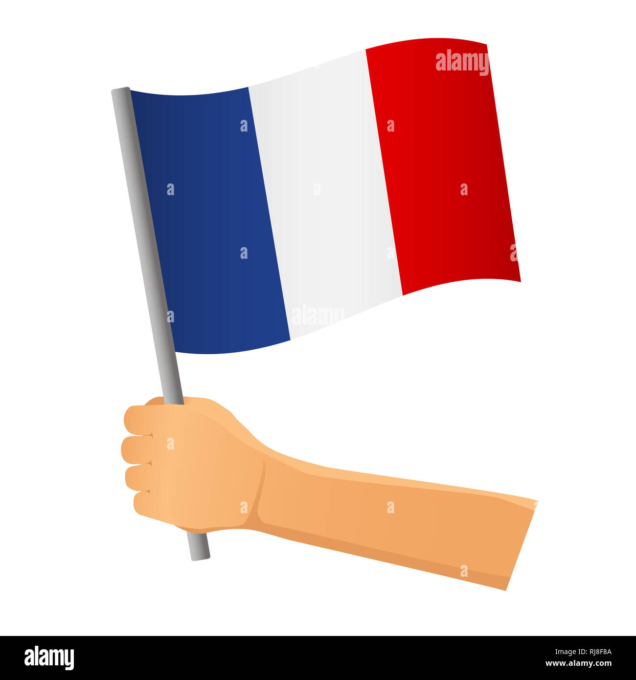 France flag in hand. Patriotic background. National flag of France ...