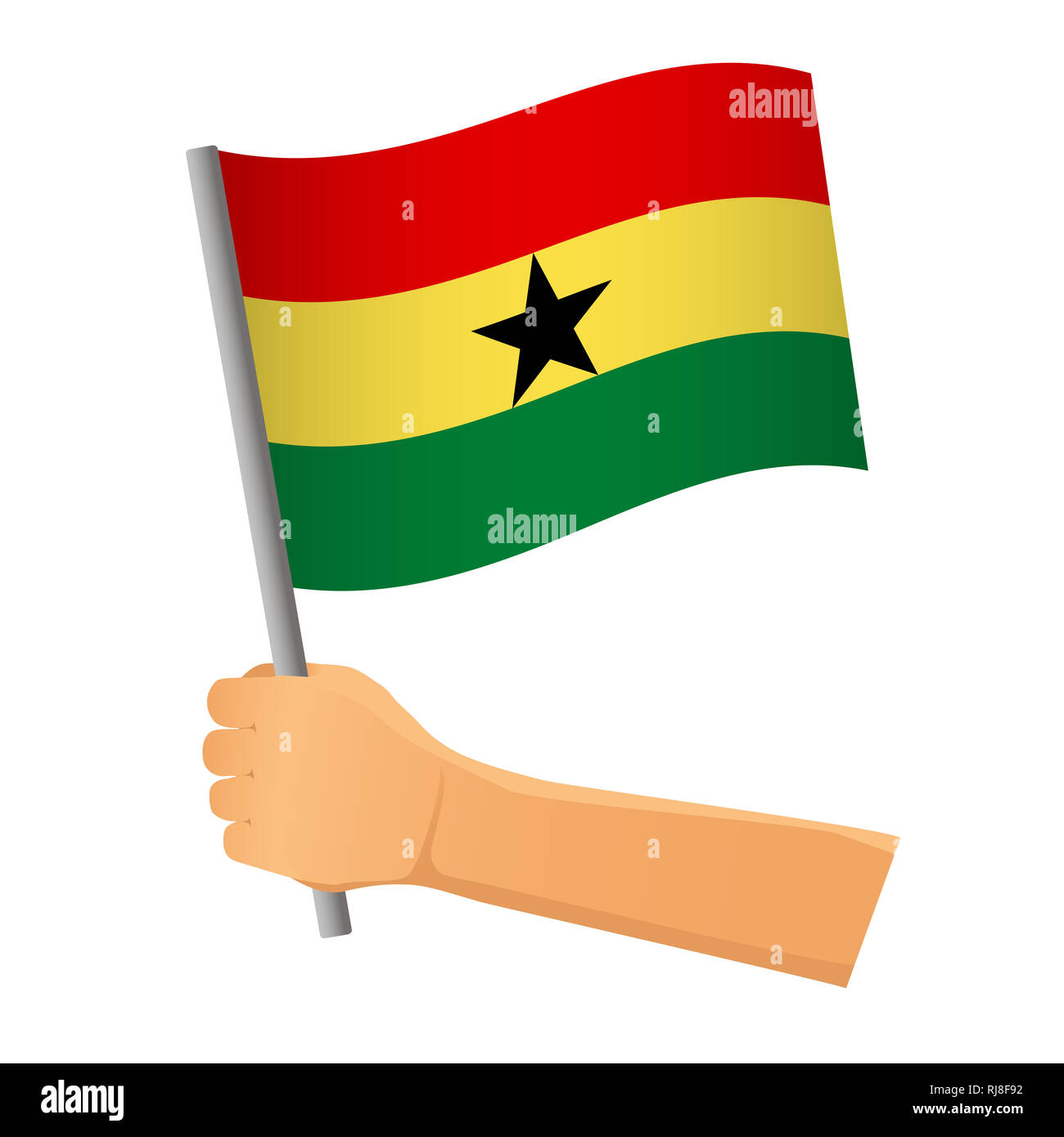 Ghana flag in hand. Patriotic background. National flag of Ghana ...