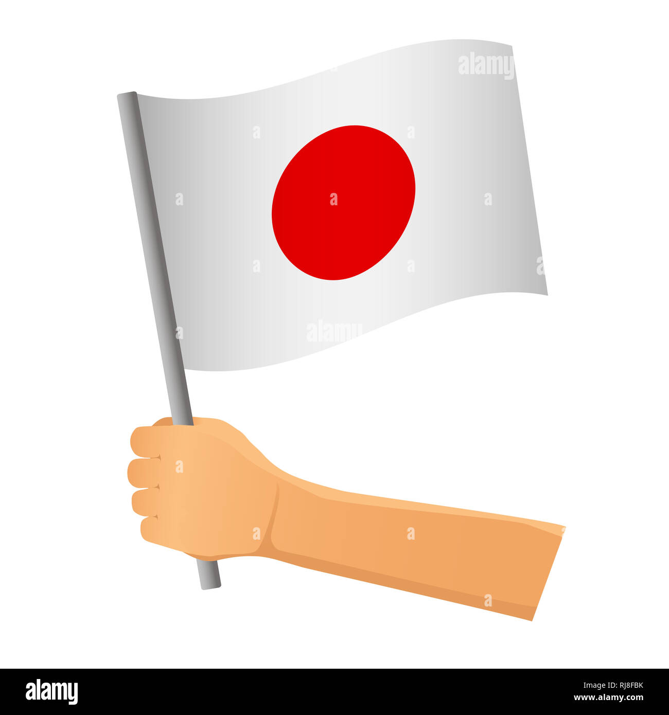 Japan flag in hand. Patriotic background. National flag of Japan ...