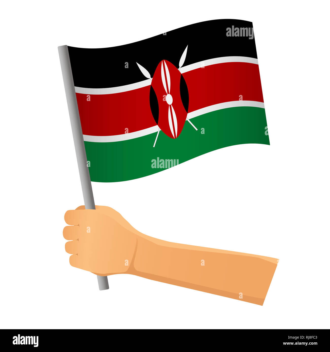 Kenya flag in hand. Patriotic background. National flag of Kenya ...