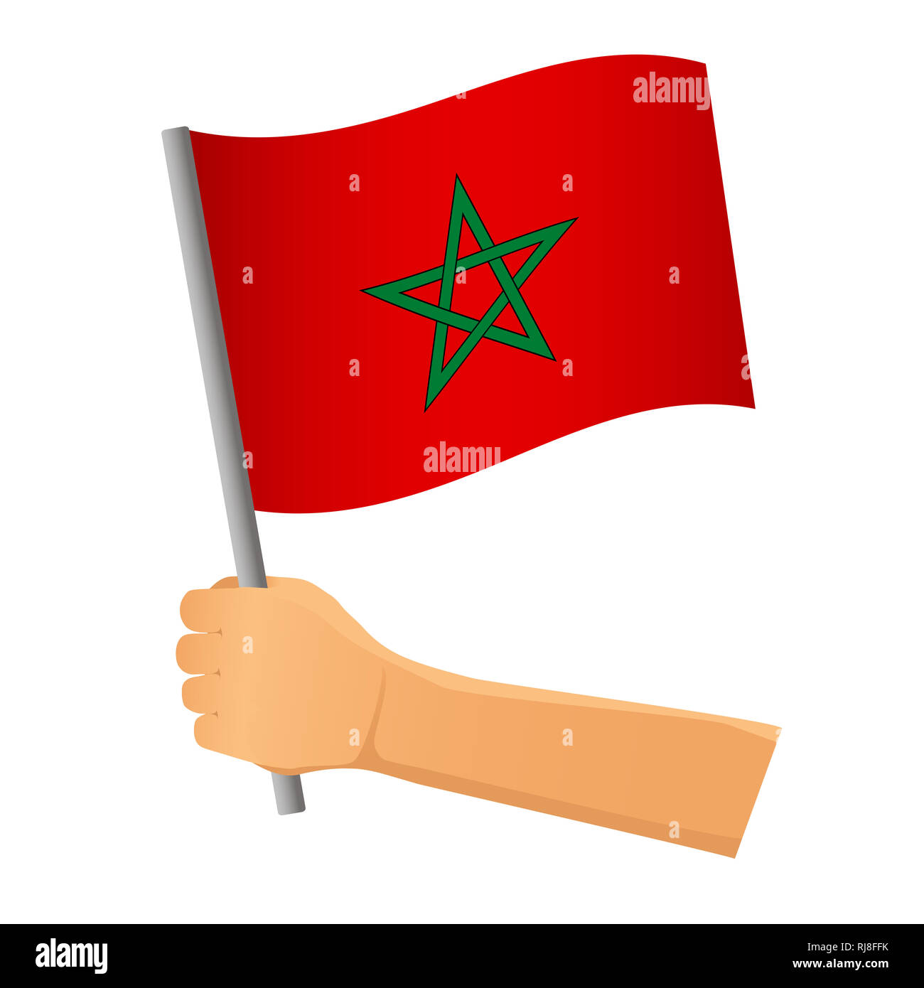 Morocco flag in hand. Patriotic background. National flag of Morocco ...