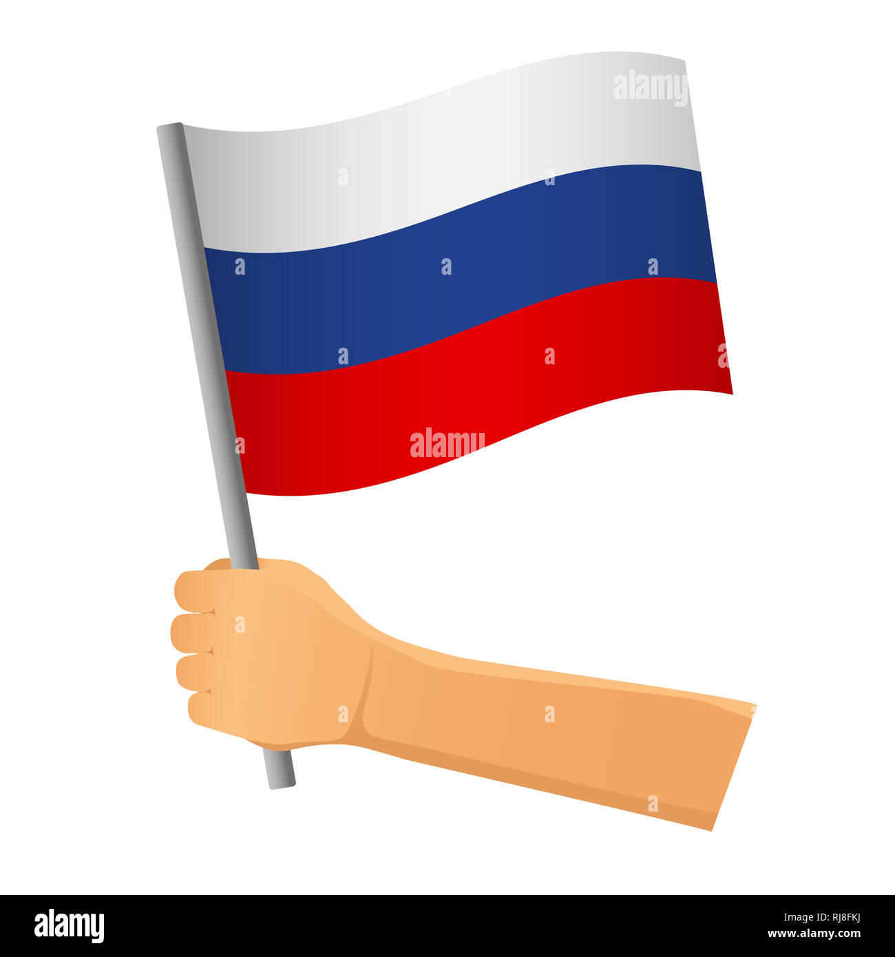 Russia flag in hand. Patriotic background. National flag of Russia ...