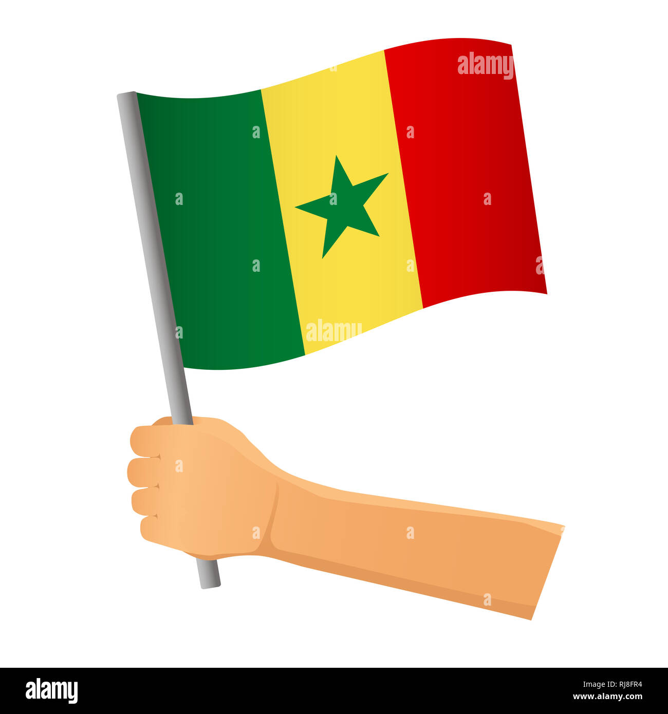 Senegal flag in hand. Patriotic background. National flag of Senegal ...