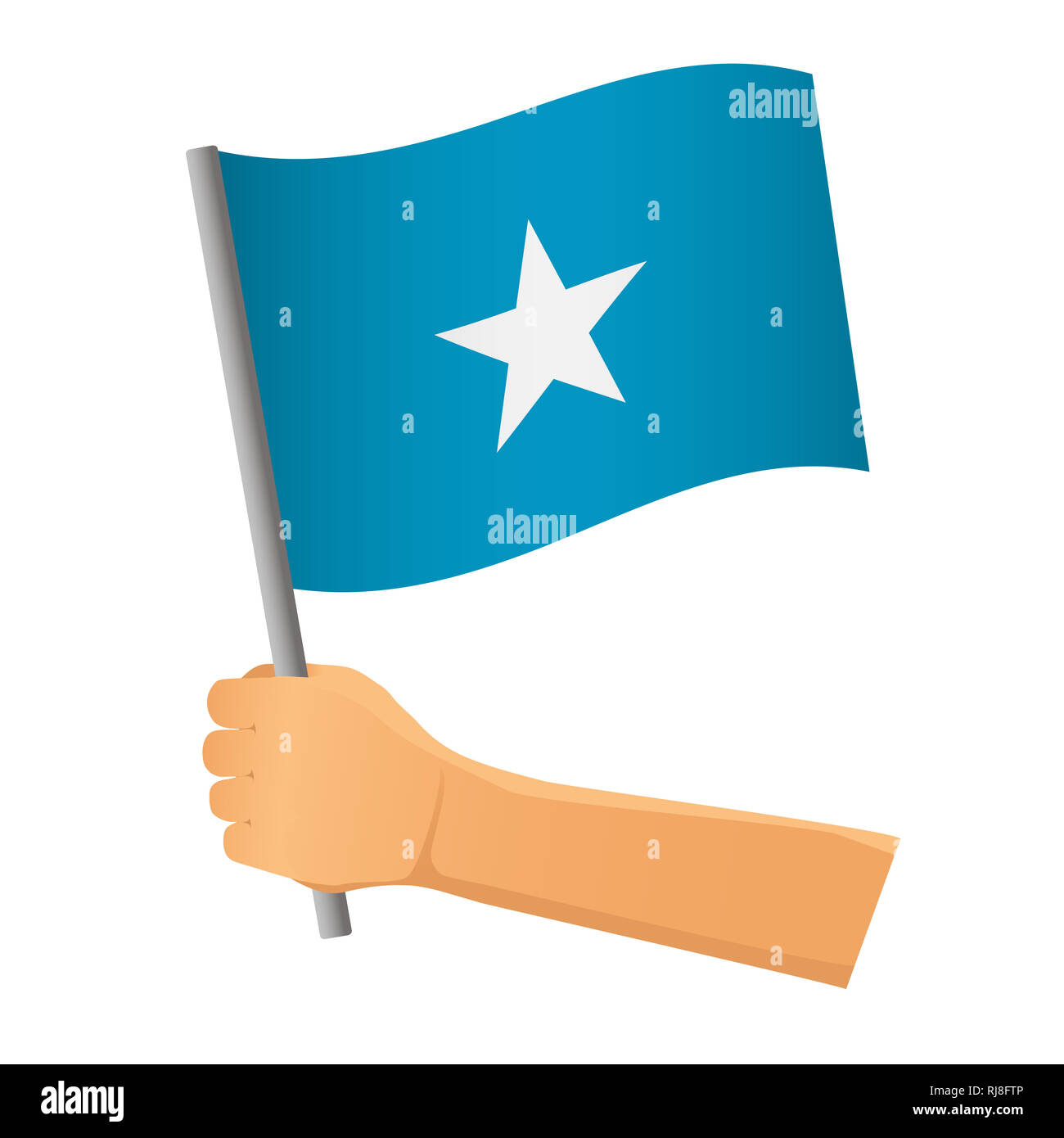 Somalia flag in hand. Patriotic background. National flag of Somalia ...