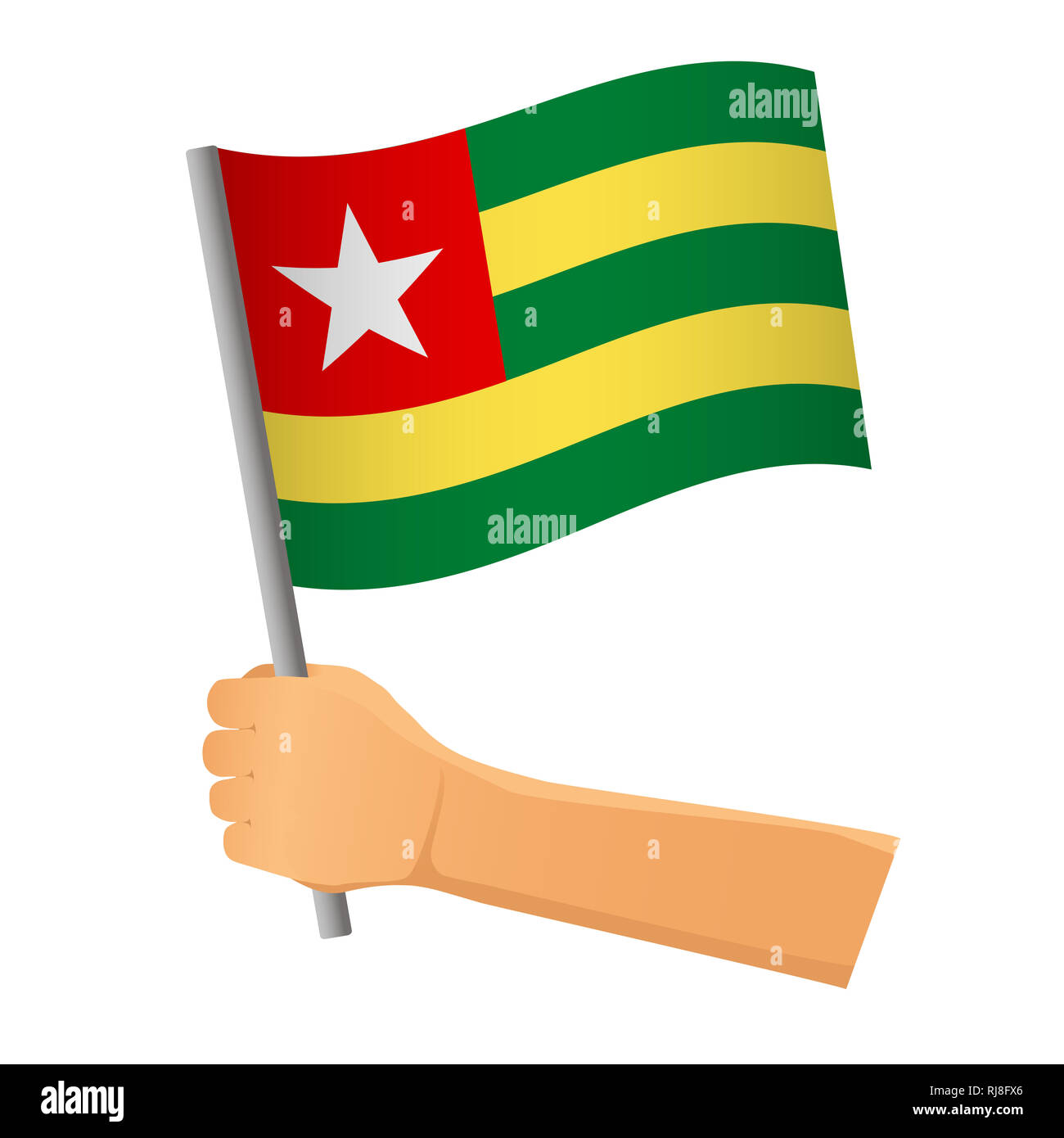 Togo flag in hand. Patriotic background. National flag of Togo ...