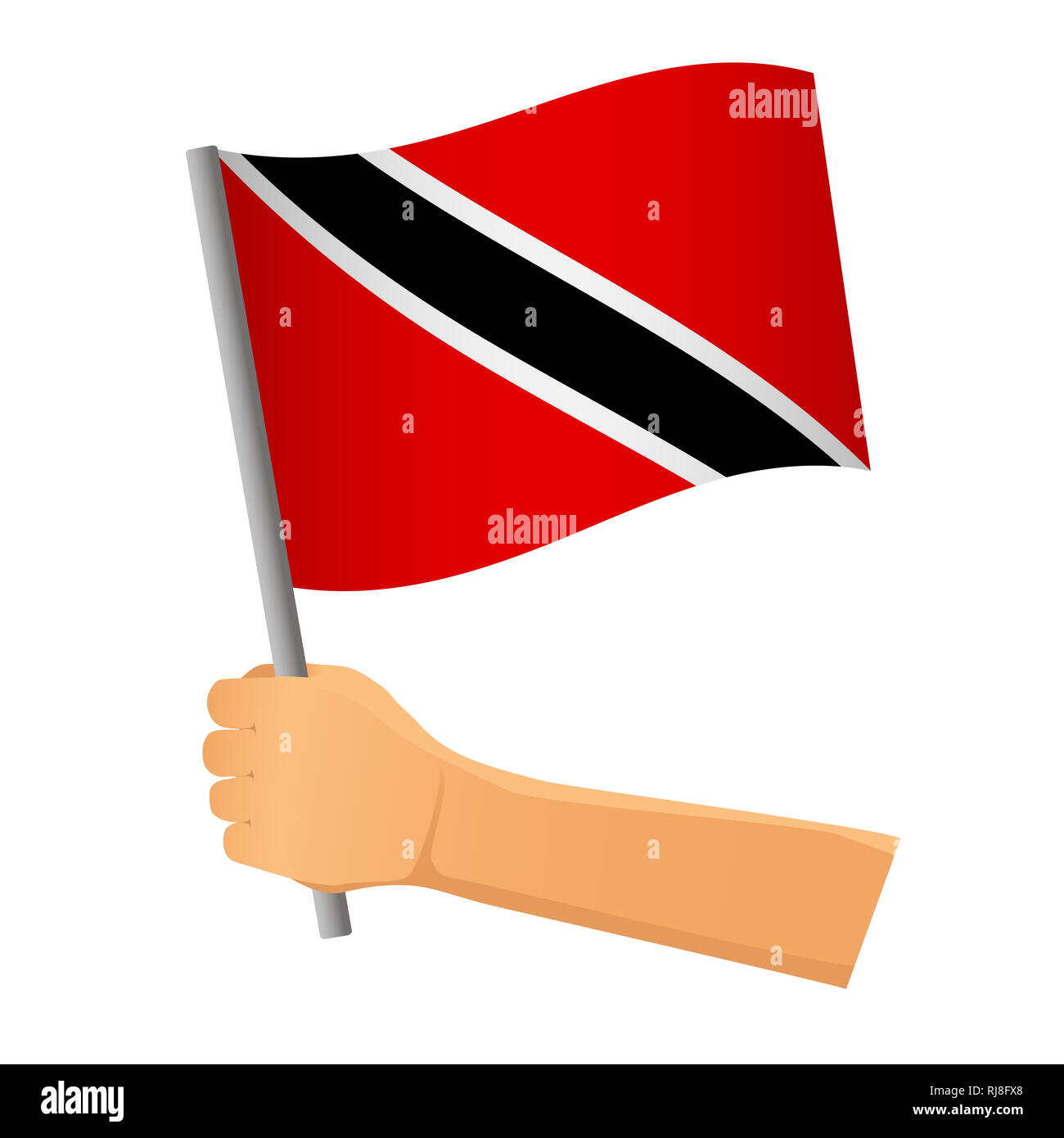 Trinidad and Tobago flag in hand. Patriotic background. National flag ...