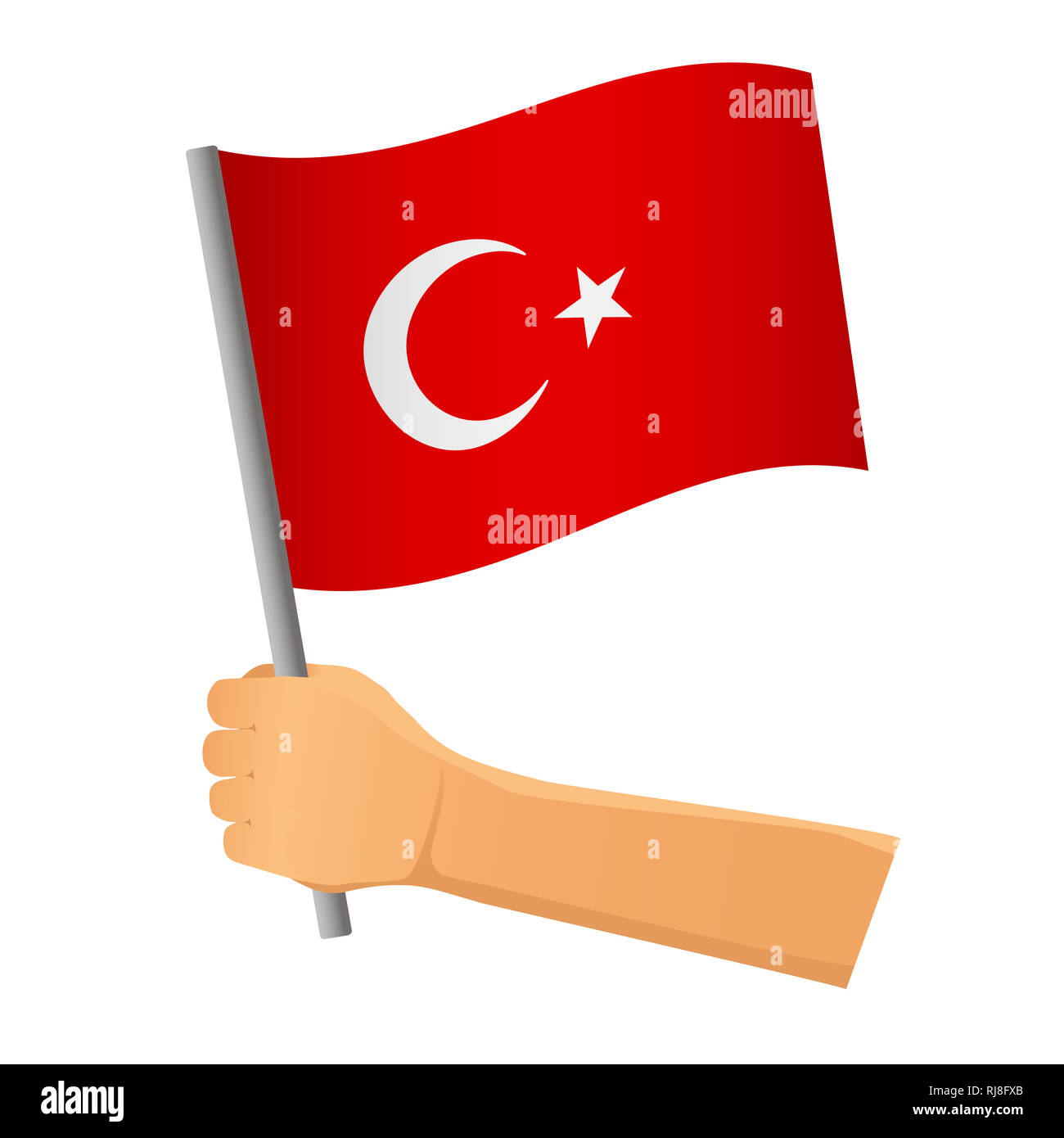 Turkey flag in hand. Patriotic background. National flag of Turkey ...