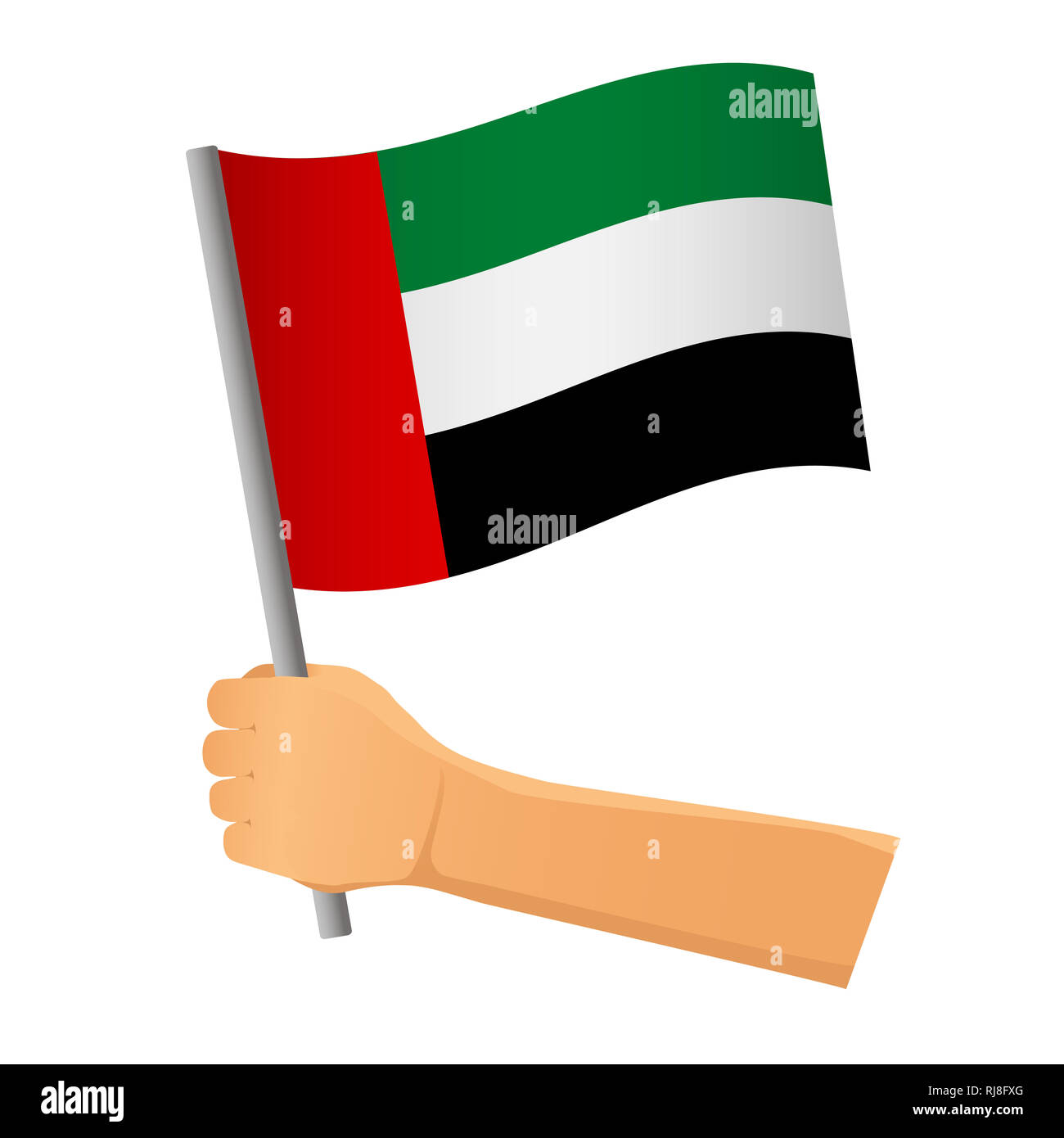 United arab flag in hand. Patriotic background. National flag of United ...