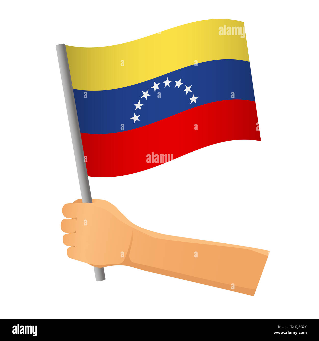 Venezuela flag in hand. Patriotic background. National flag of ...
