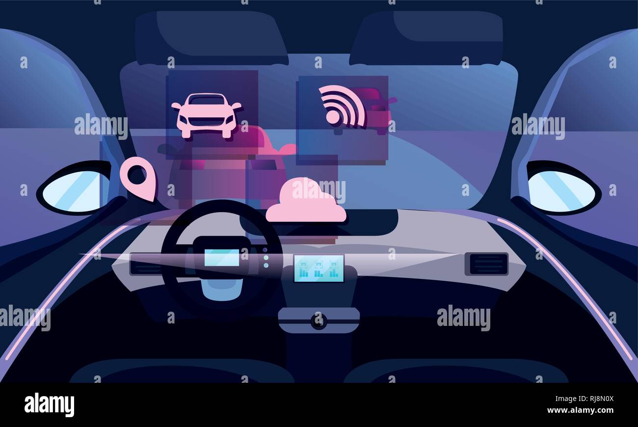 autonomous smart car advanced driving vector illustration Stock Vector ...