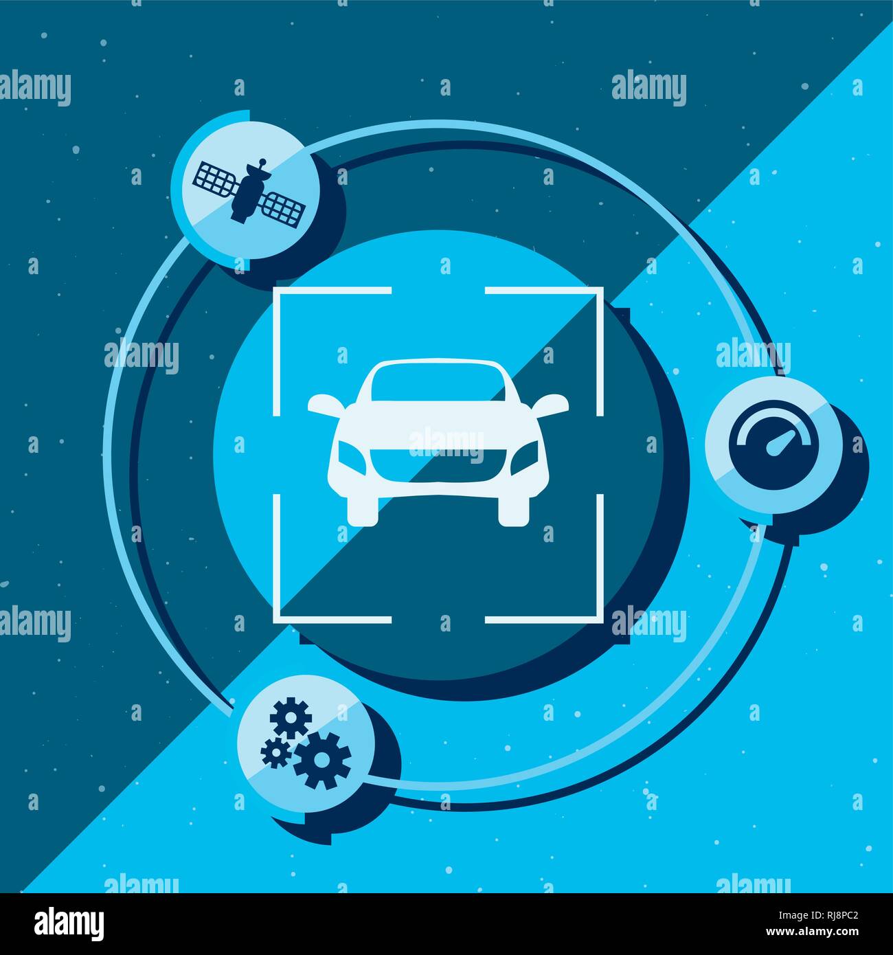 autonomous smart car connected devices digital vector illustration ...