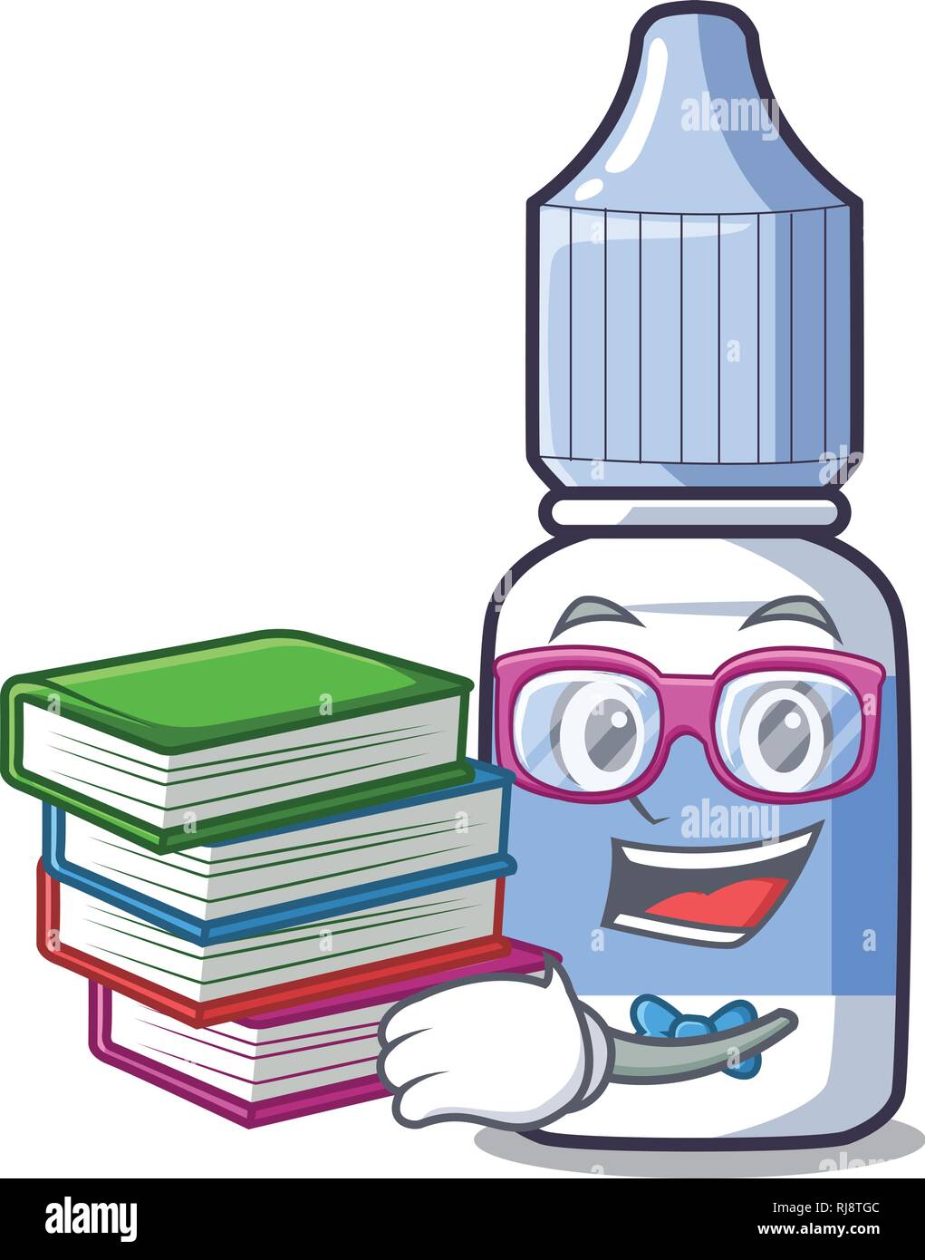 Student with book eye drops isolated with the characters Stock Vector ...
