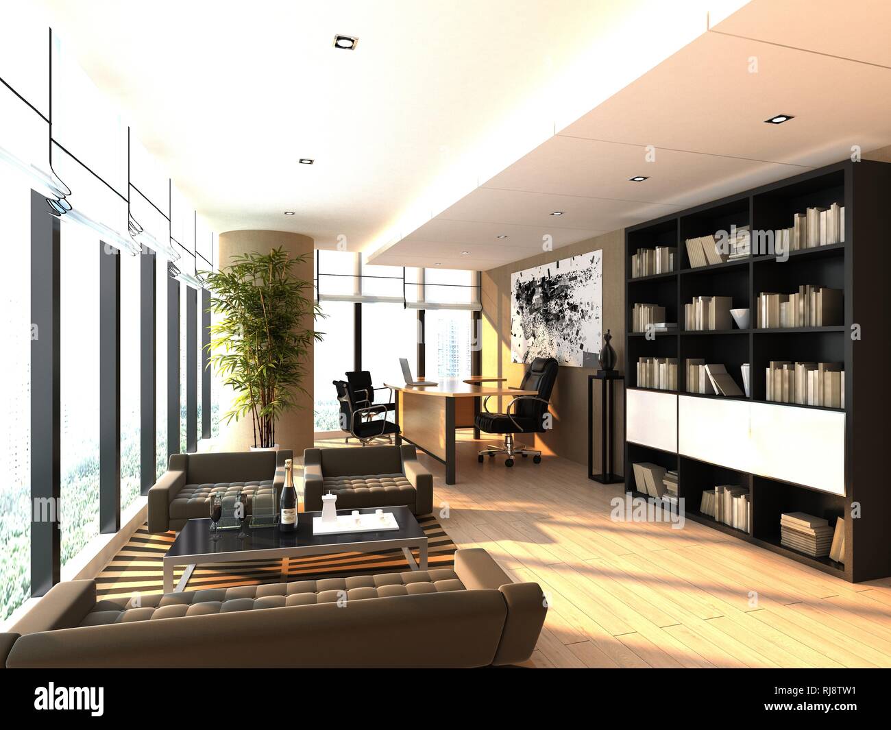 3d render working space Stock Photo - Alamy