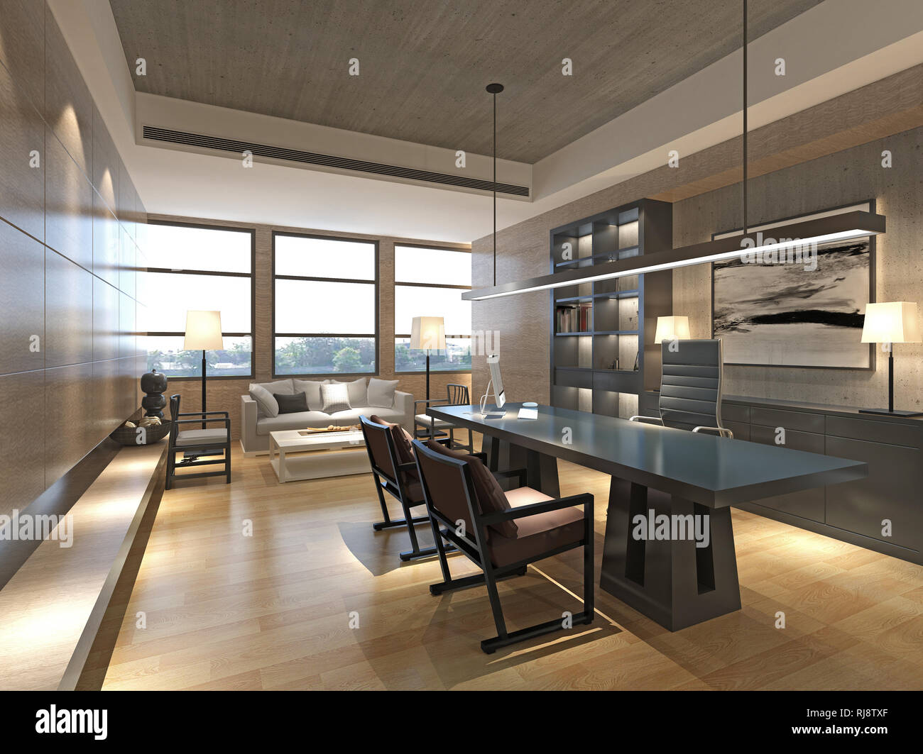 3d render working space Stock Photo - Alamy