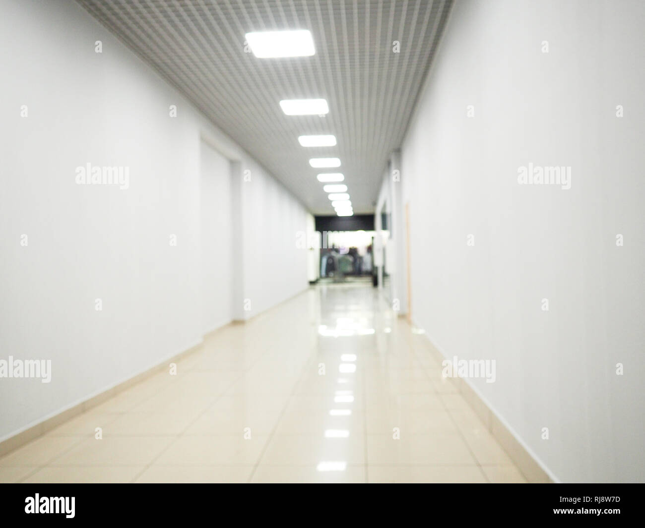 Business blur background office building lobby hall interior of white ...