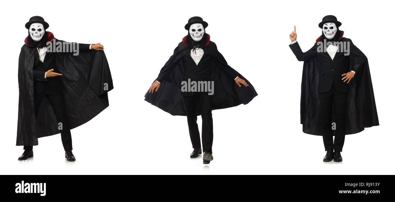 Man with scary mask isolated on white Stock Photo - Alamy