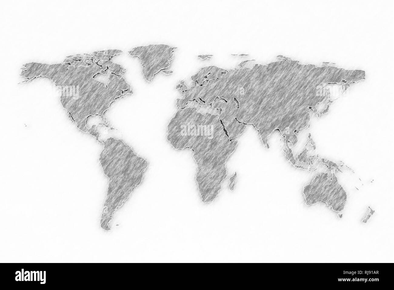 World map chalk dark grey isolated on white background. 3d render Stock ...