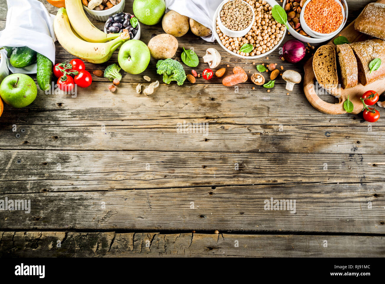 Healthy food. Selection of good carbohydrate sources, high fiber rich ...