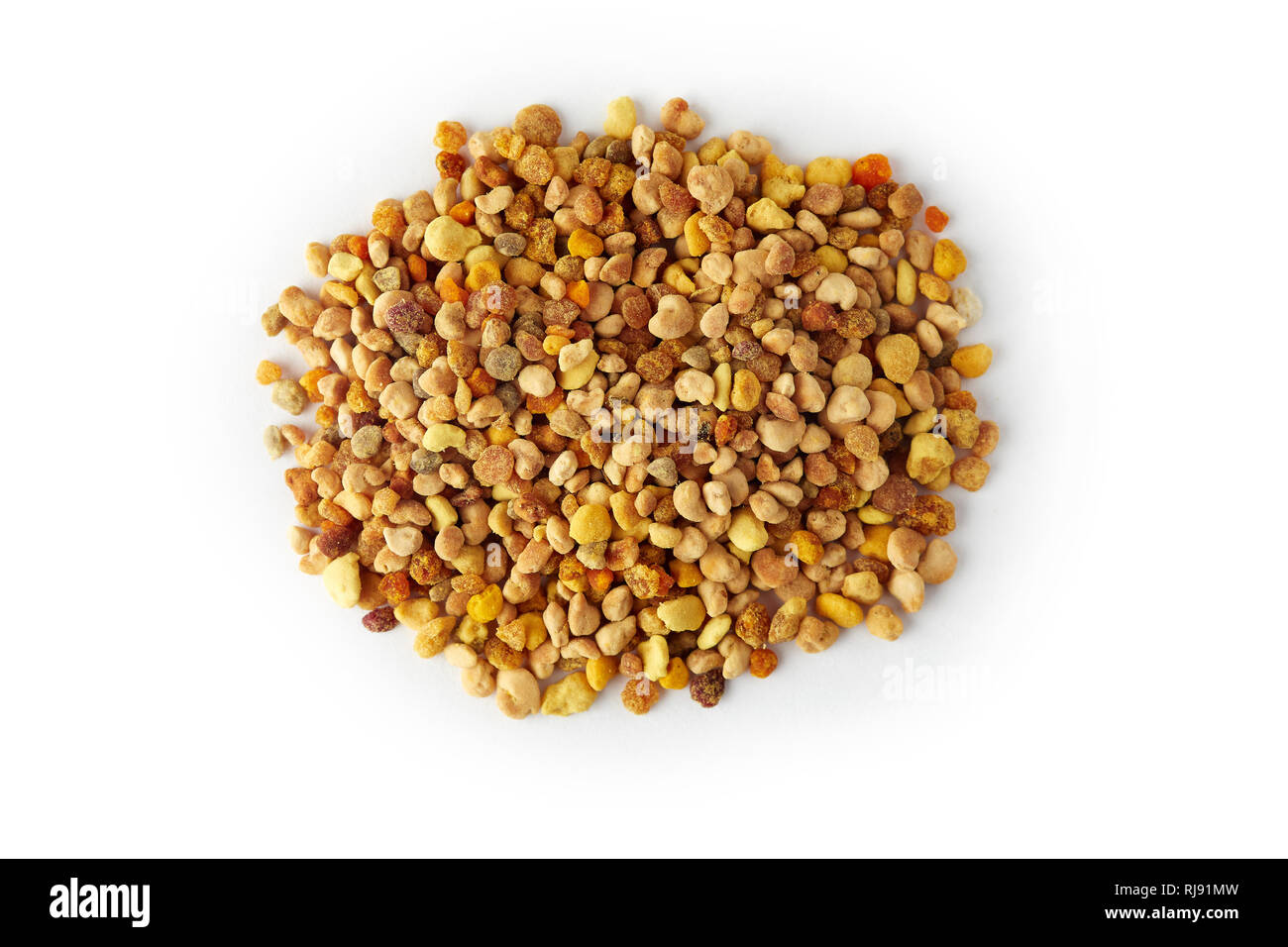 Pile of bee pollen grains isolated on white background Stock Photo - Alamy