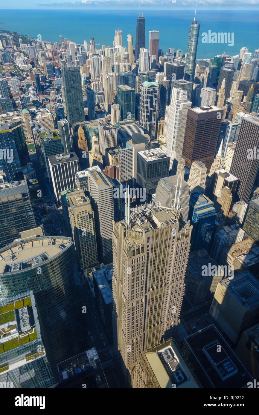 Chicago downtown skyscrapers aerial skyline Stock Photo - Alamy