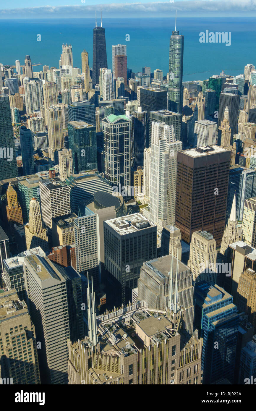 Chicago downtown skyscrapers aerial skyline Stock Photo - Alamy