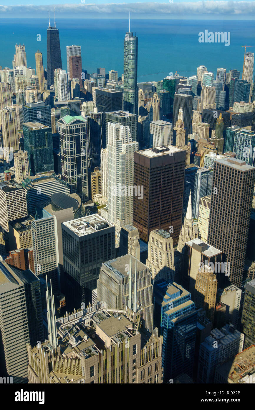Chicago downtown skyscrapers aerial skyline Stock Photo - Alamy