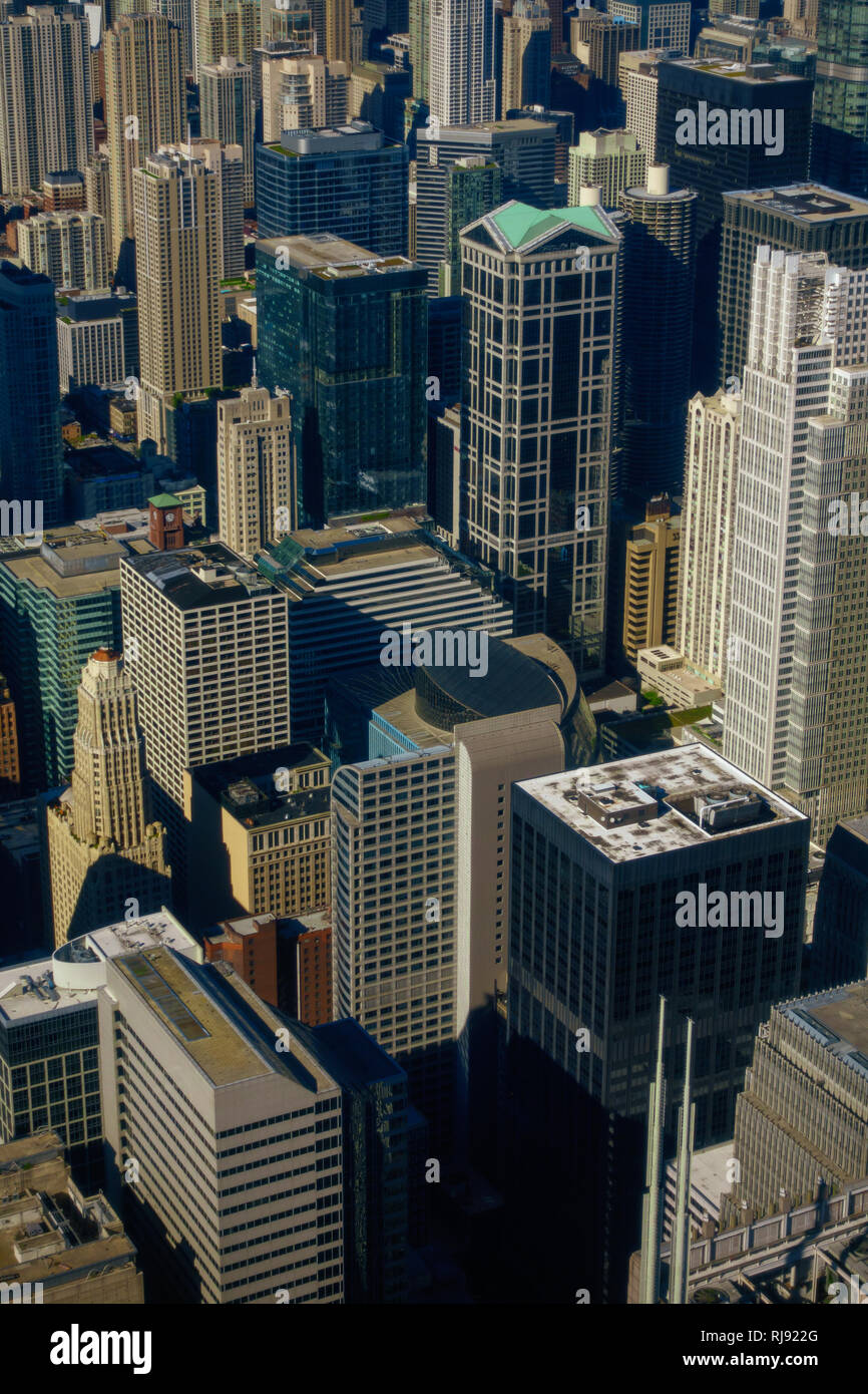 Chicago downtown skyscrapers aerial skyline Stock Photo - Alamy