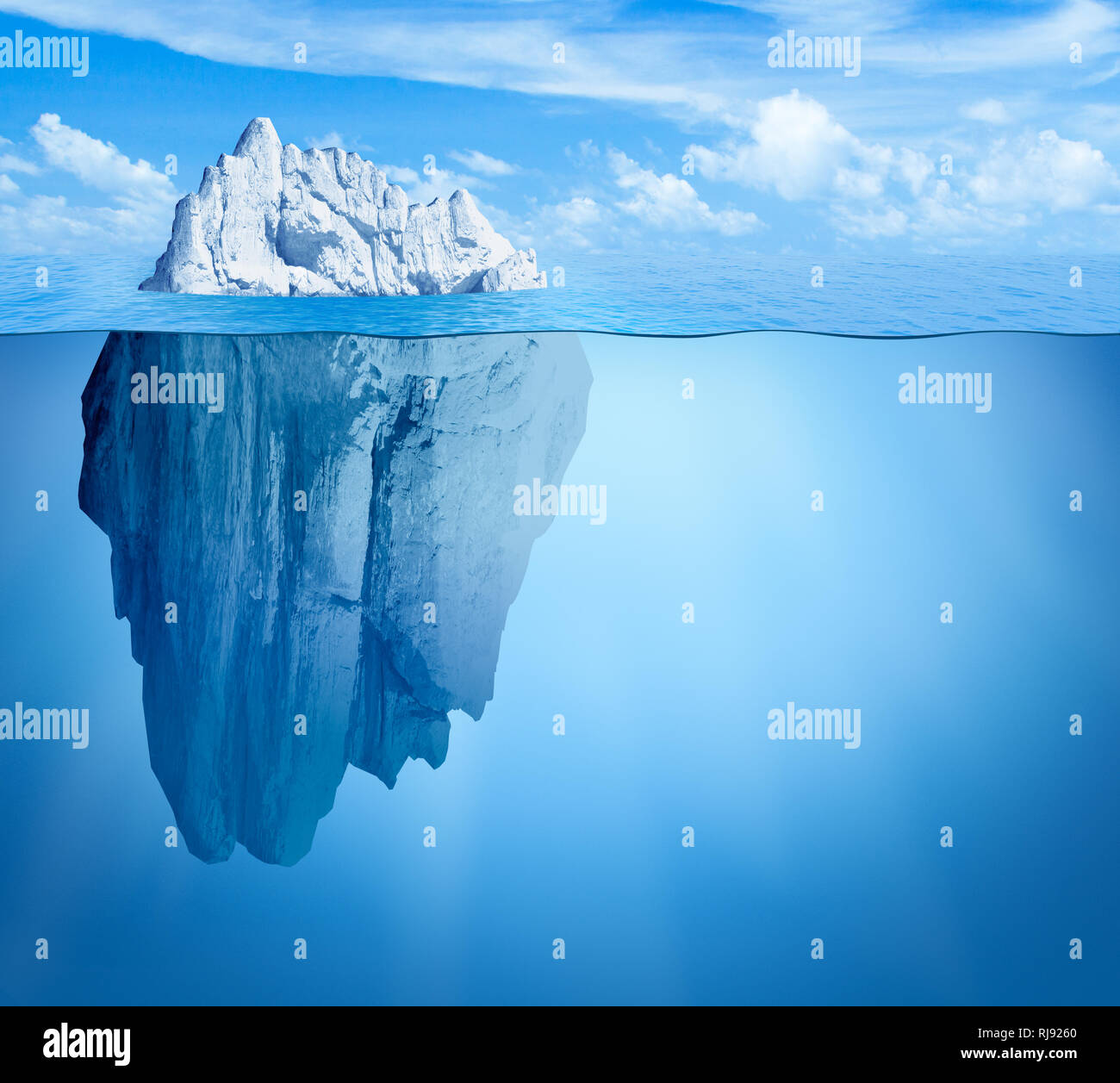 Iceberg in ocean. Hidden threat concept. 3d illustration Stock Photo ... Iceberg in ocean. Hidden threat concept. 3d illustration Stock Photo ...