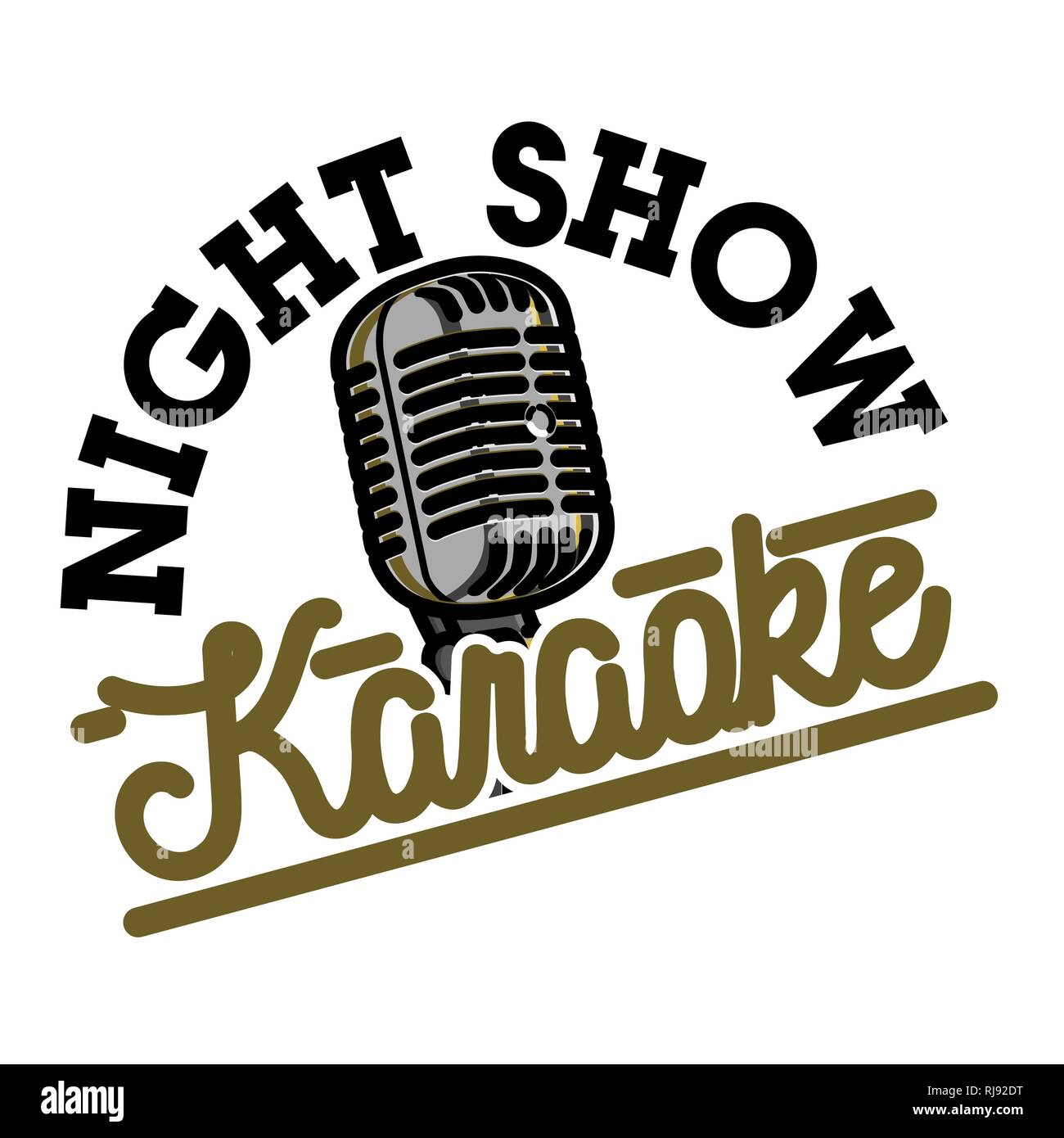 Color vintage karaoke emblem, label, badge and design elements. Vector ...