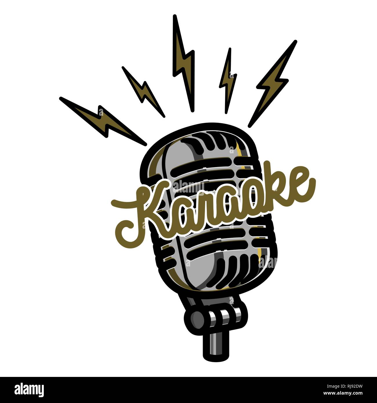 Color vintage karaoke emblem, label, badge and design elements. Vector ...