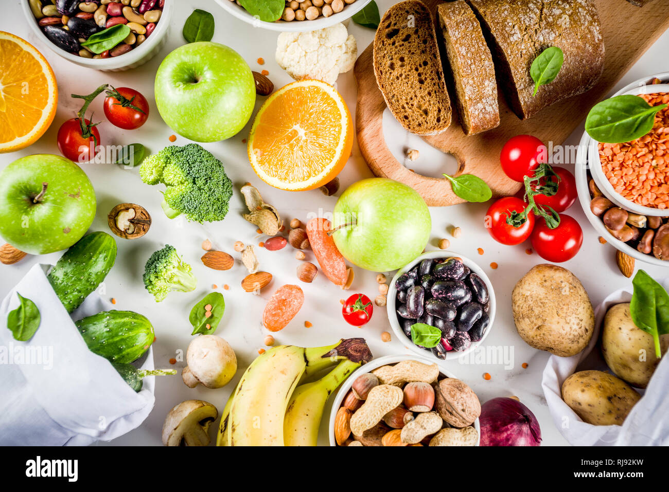 Healthy food. Selection of good carbohydrate sources, high fiber rich ...