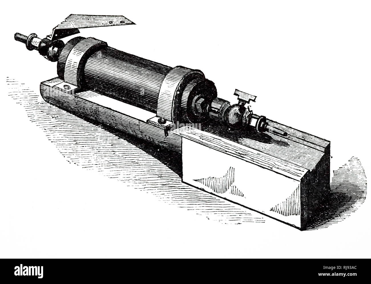 An engraving showing Henry Cavendish's metallic eudiometer. Henry ...