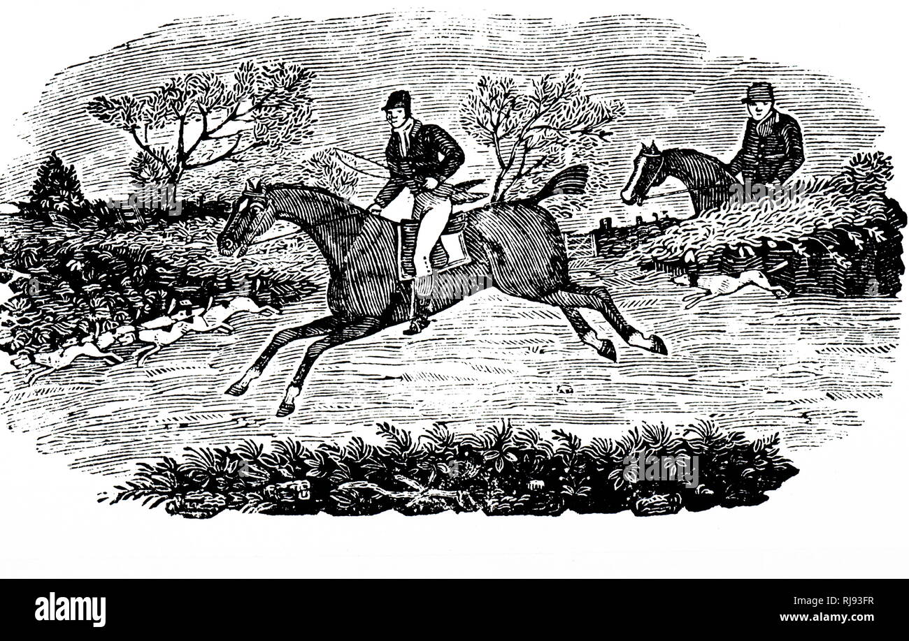 The tailpiece of Thomas Bewick's 'Select Fables' depicting a hunting ...