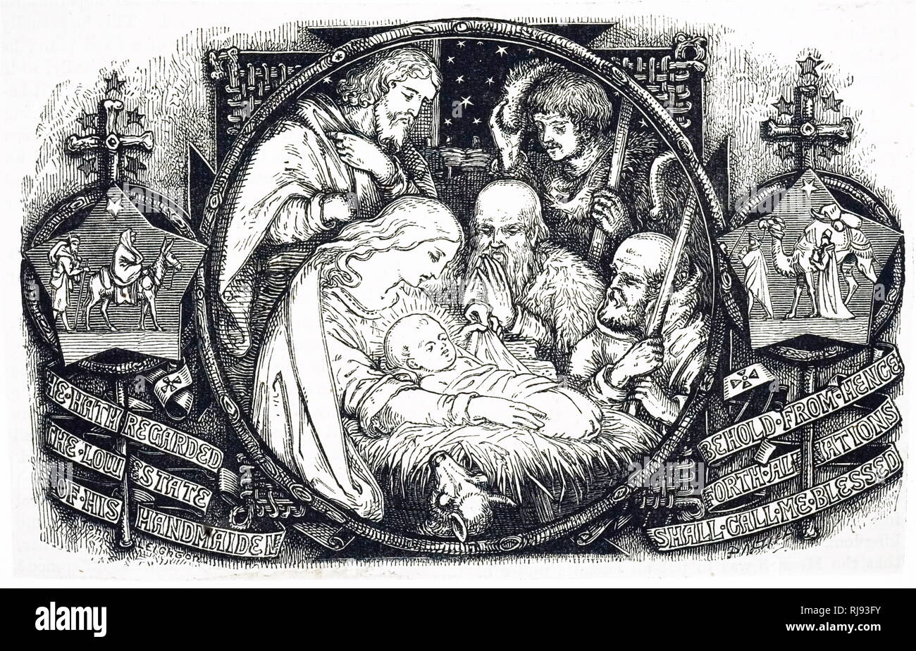 An engraving depicting the Birth of Christ illustrated by John Leighton ...