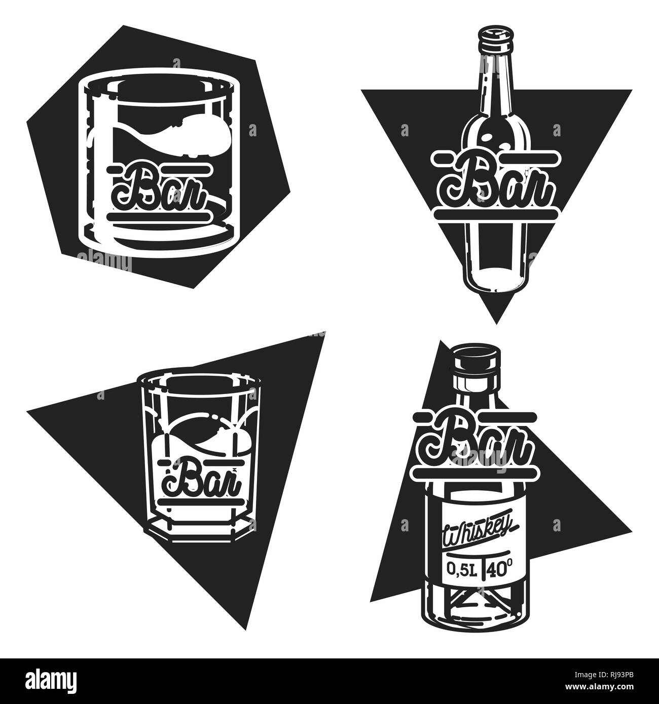 Color vintage bar emblems, labels, badges and design elements. Vector ...