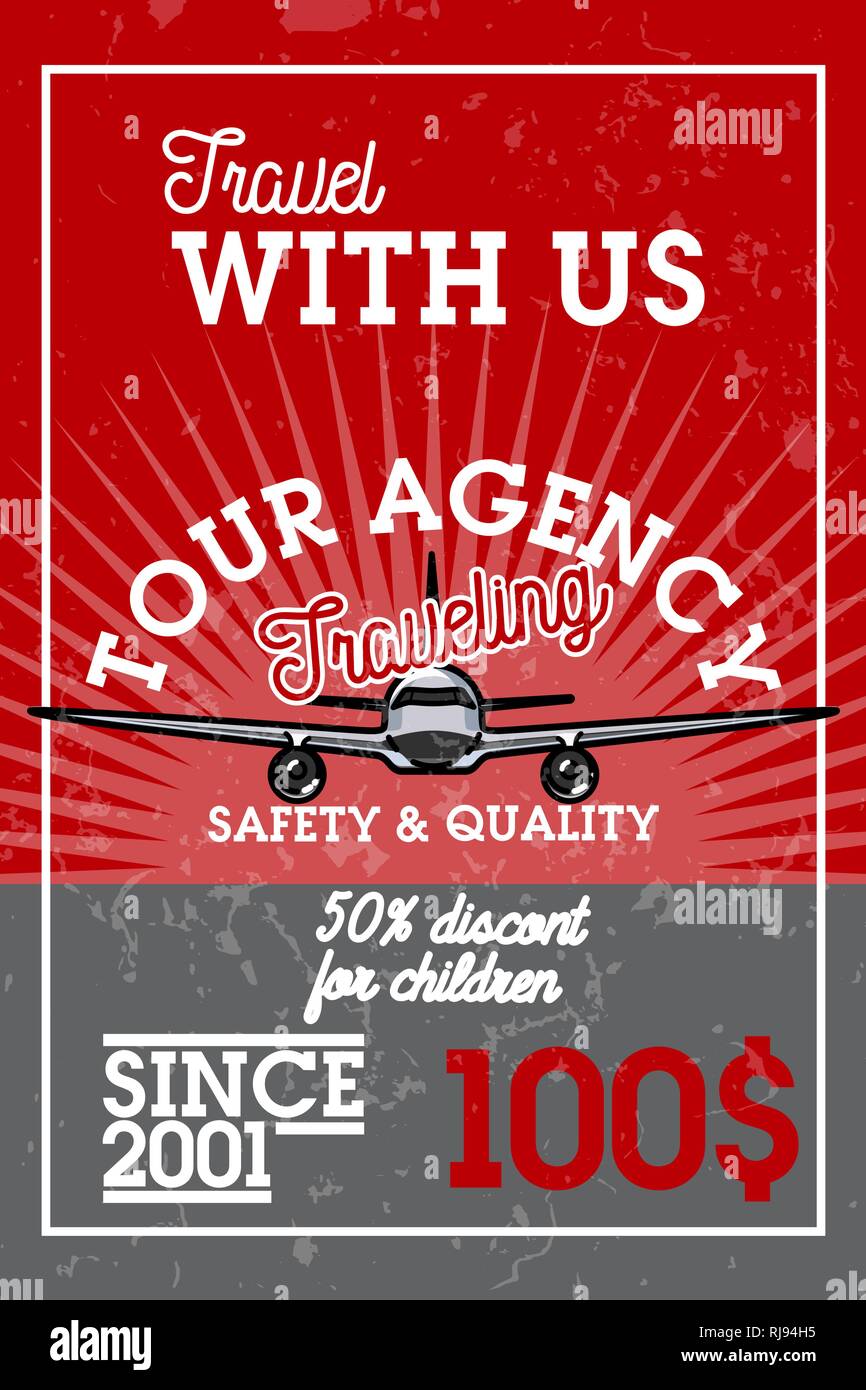Color vintage tour agency banner. Travel concept Stock Vector Image ...
