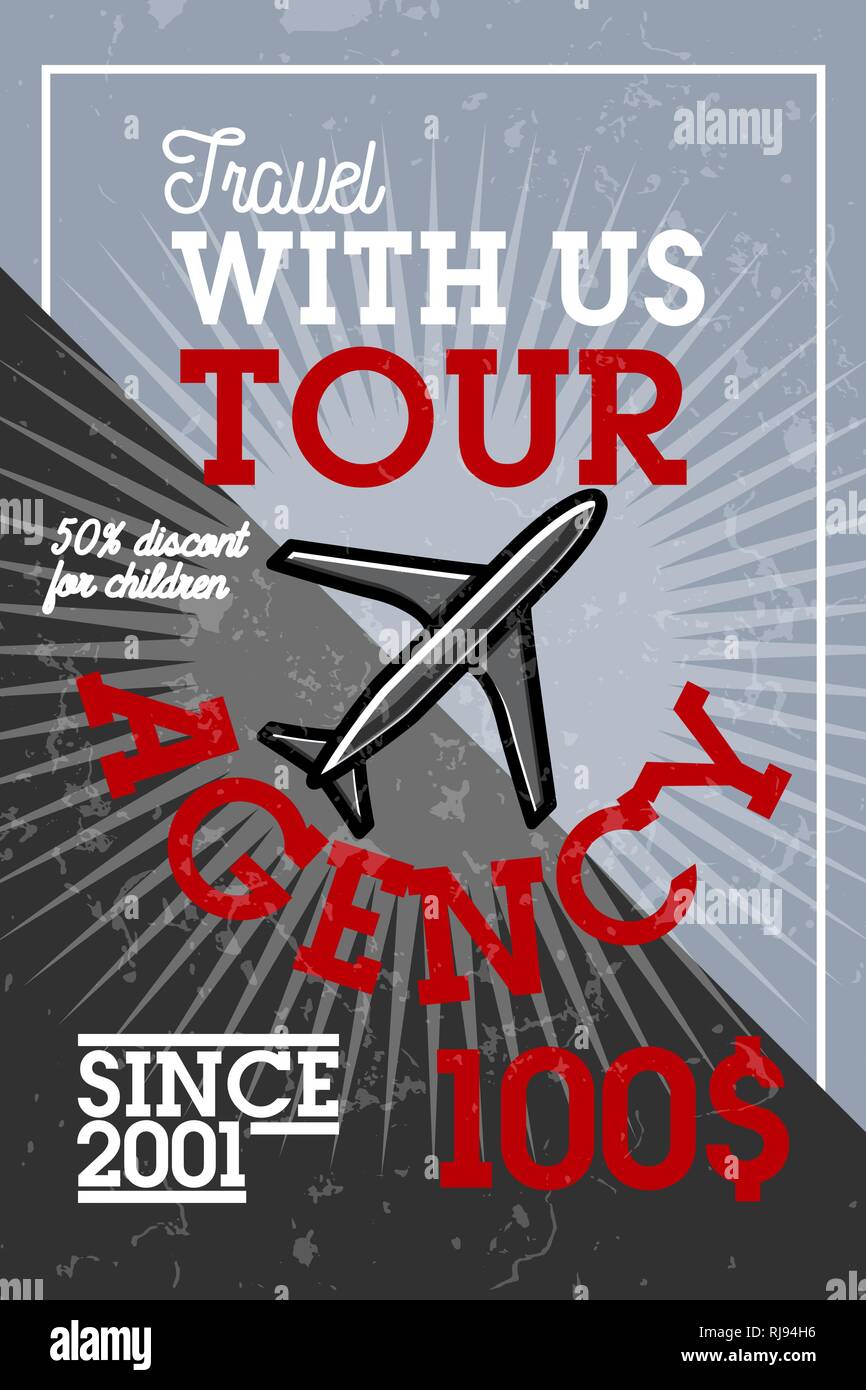 Color vintage tour agency banner. Travel concept Stock Vector Image ...