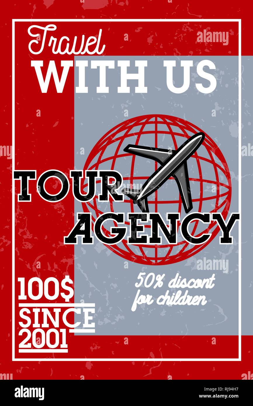Color vintage tour agency banner. Travel concept Stock Vector Image ...