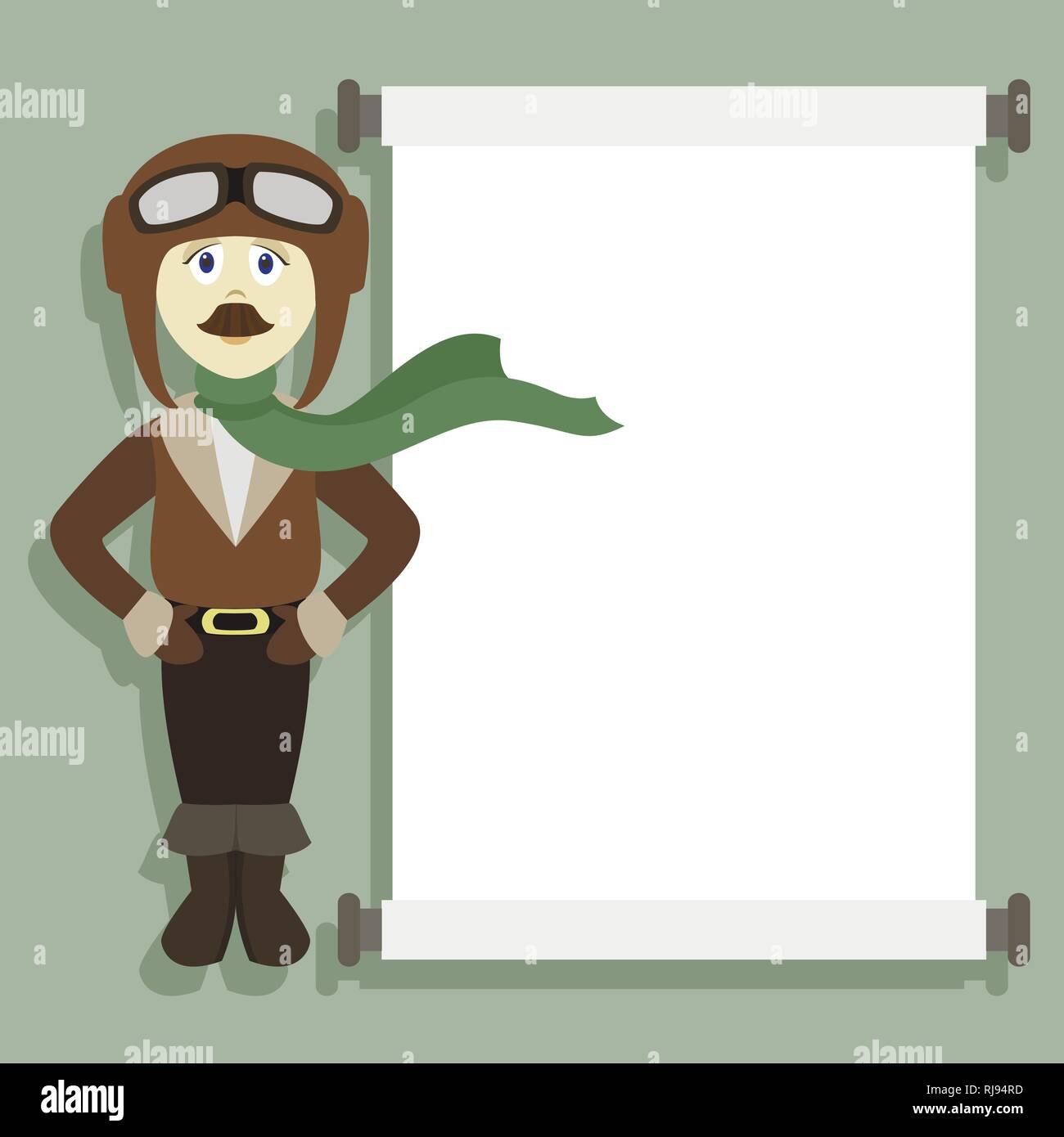 Pilot in uniform flat design style, isolated on lighht background ...