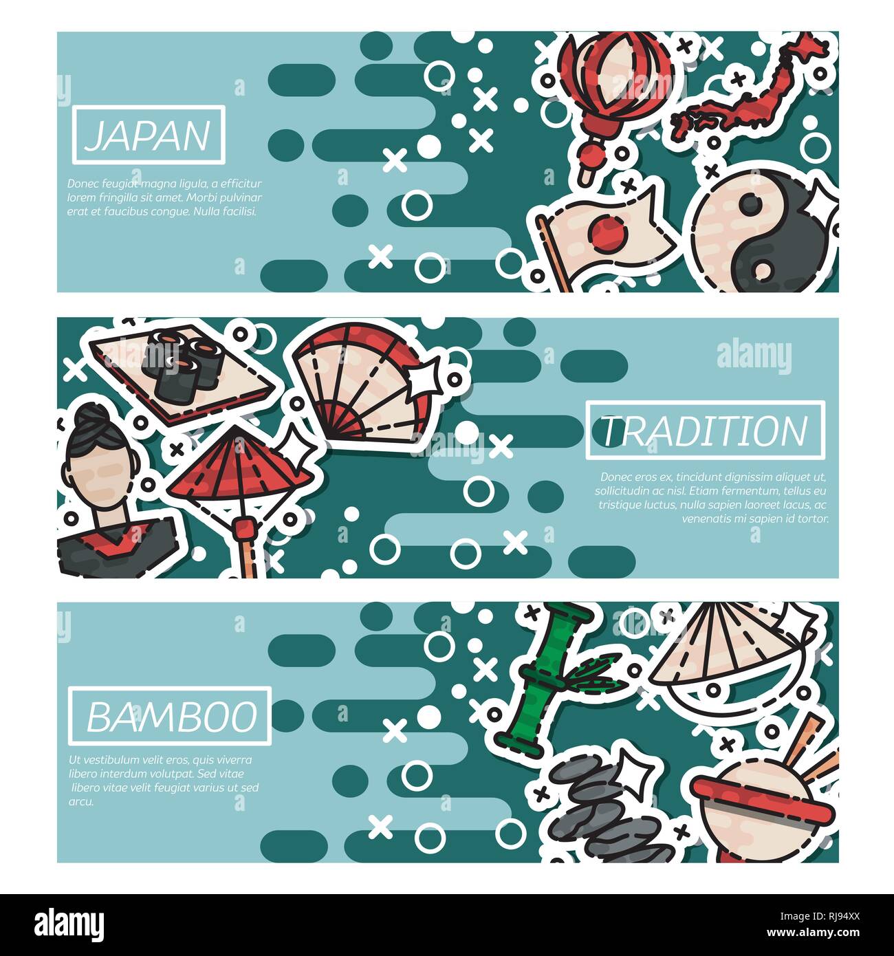 Set of Horizontal Banners about japan. Vector illustration, EPS 10 ...