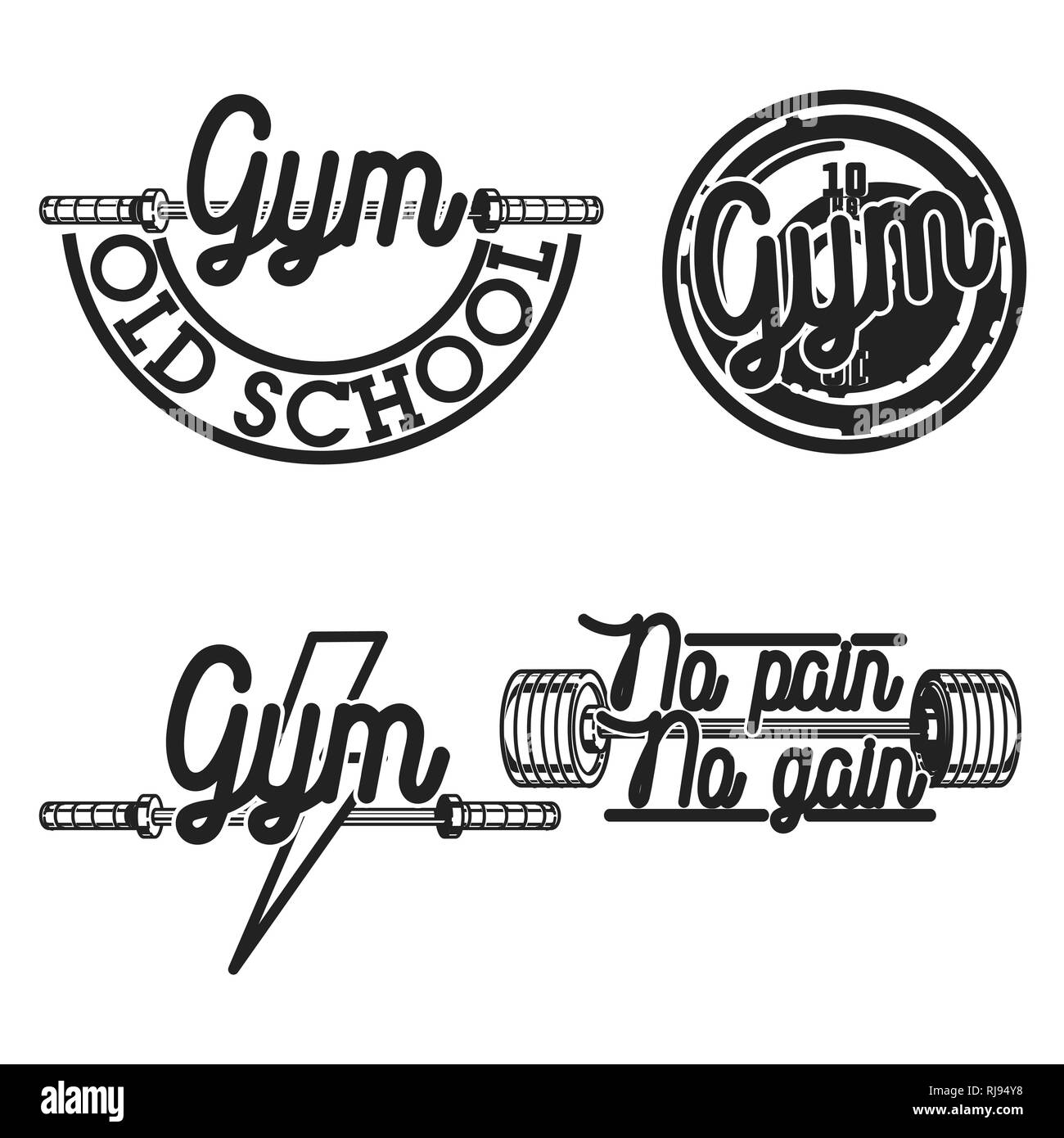 Vintage gym emblem Black and White Stock Photos & Images - Alamy