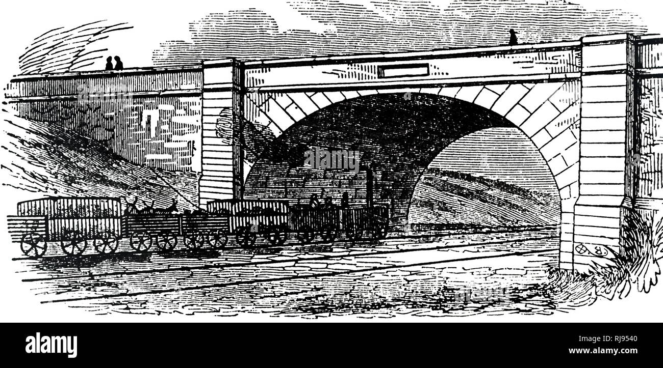 An engraving depicting a cattle train on the Liverpool and Manchester ...