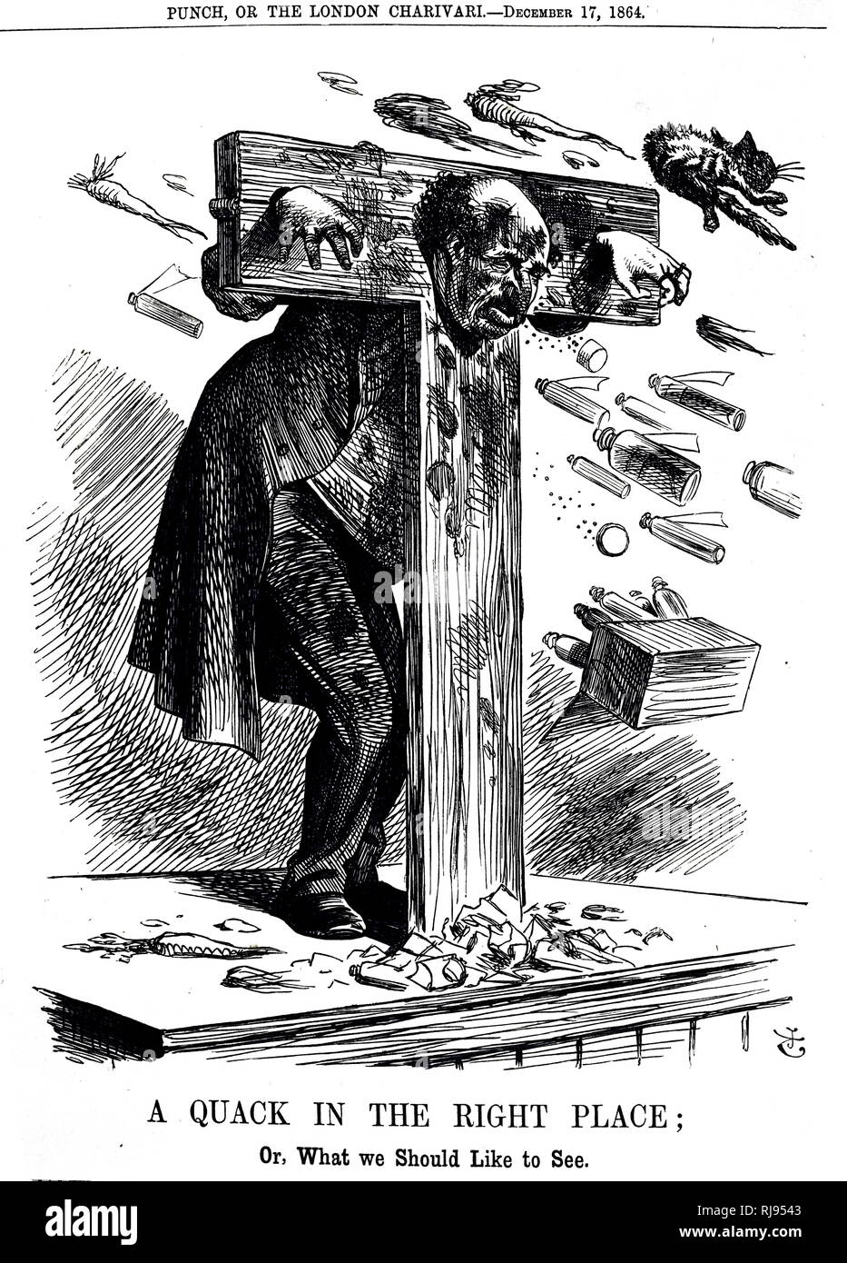 A cartoon depicting a suitable treatment for sellers of quack remedies ...