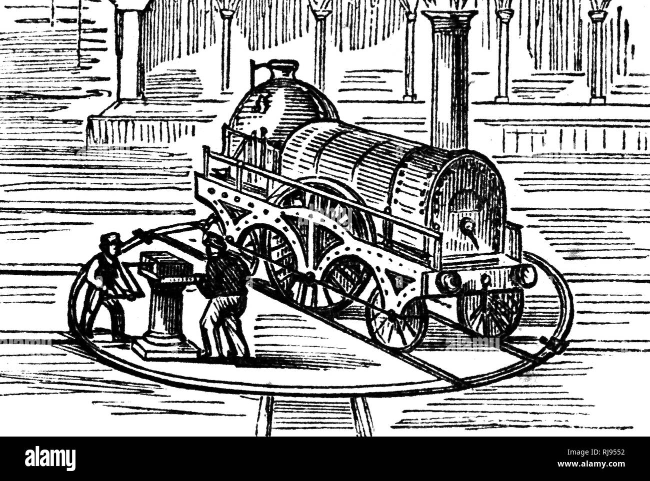 An engraving depicting an engine turntable. Dated 19th century Stock ...