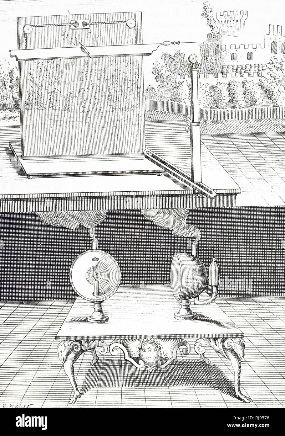 An engraving depicting a perspectograph an instrument used as an aid to ...