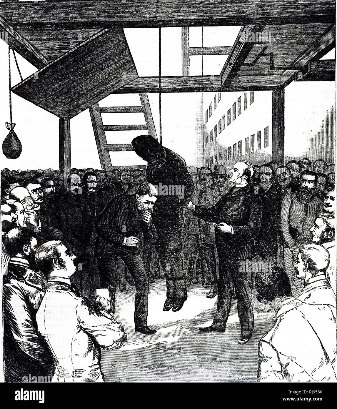 An engraving depicting the execution of Charles J. Guiteau (1841-1882 ...