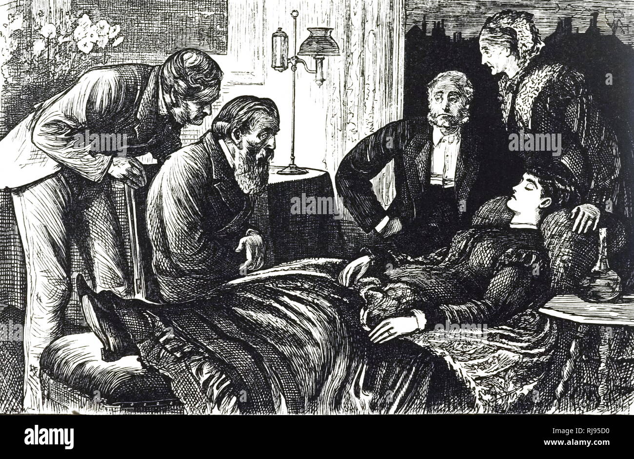 A cartoon depicting a woman who has suffered from syncope, a temporary ...