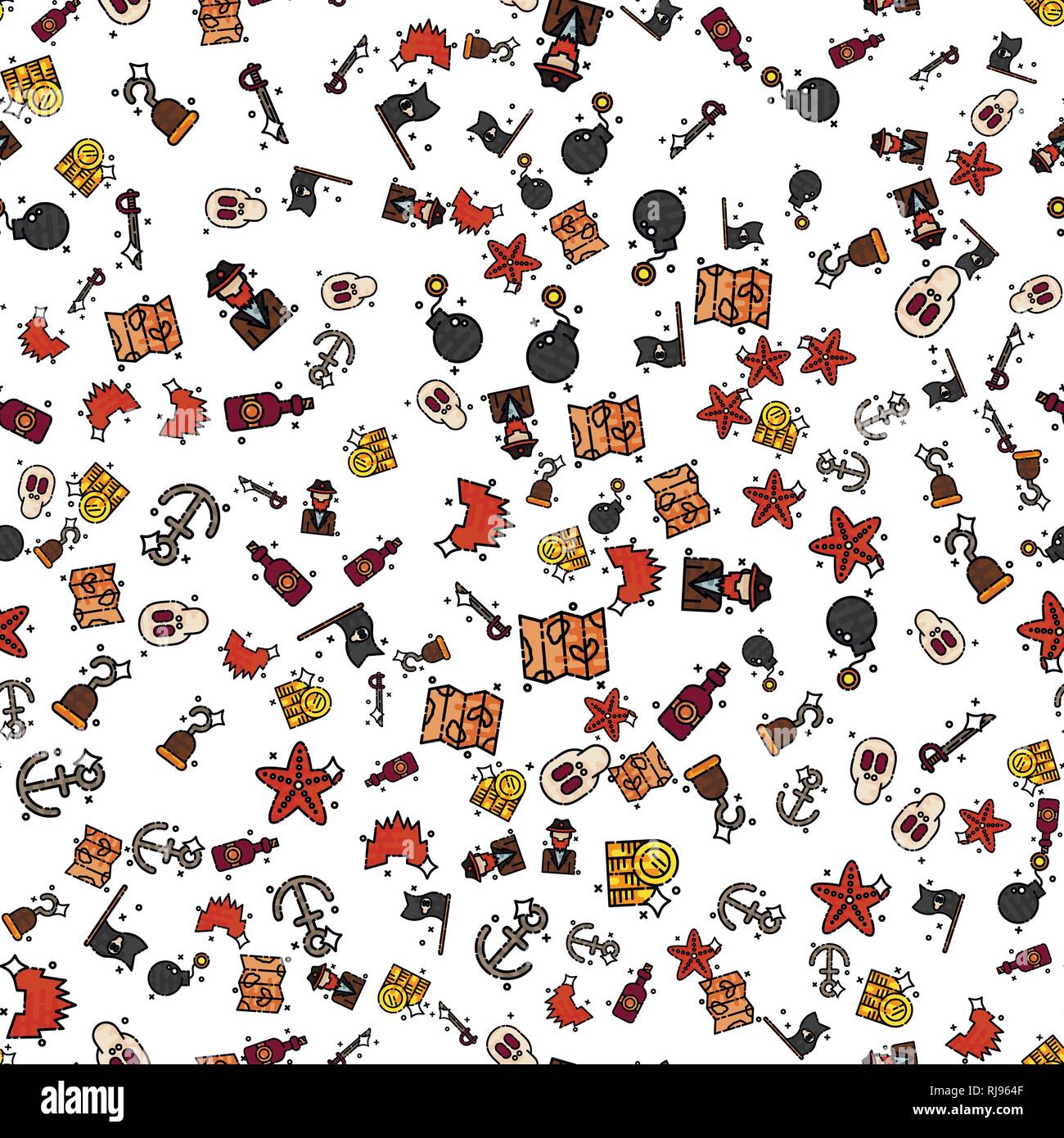 Pattern with pirate elements. Hand drawn pirate elements made in vector Stock Vector Image & Art ...