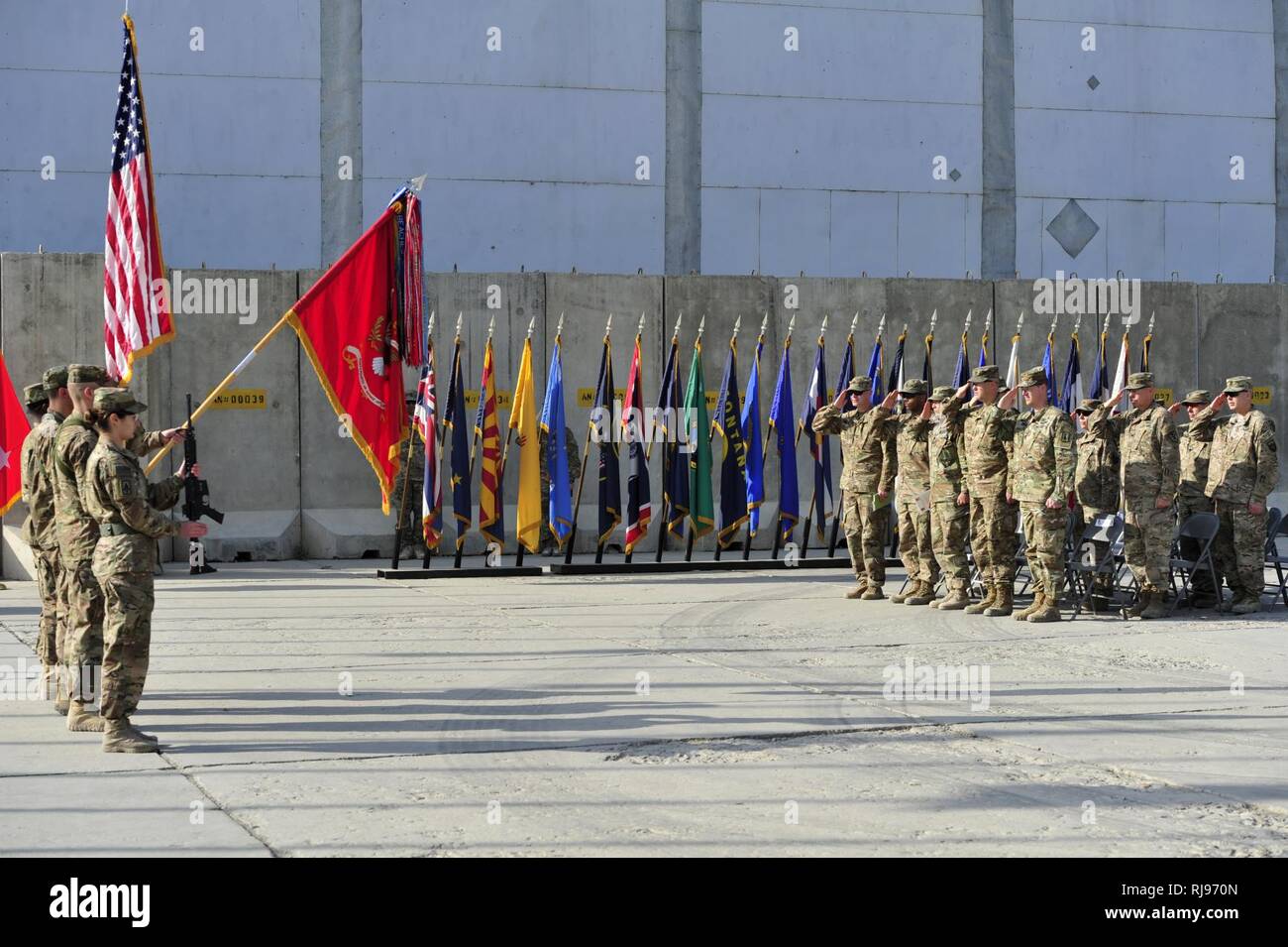 BAGRAM AIRFIELD, AFGHANISTAN (Nov. 2, 2016) - The color guard, dignitaries, and guests render ...